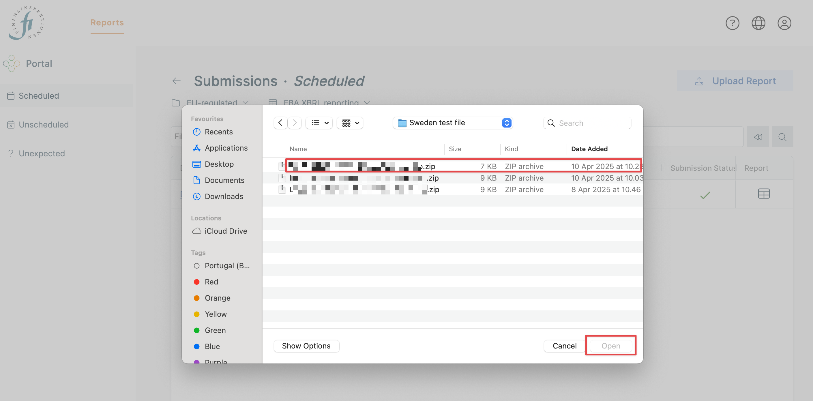 How to submit your Register of Information: Sweden, Fidac portal, Finansinspektionen